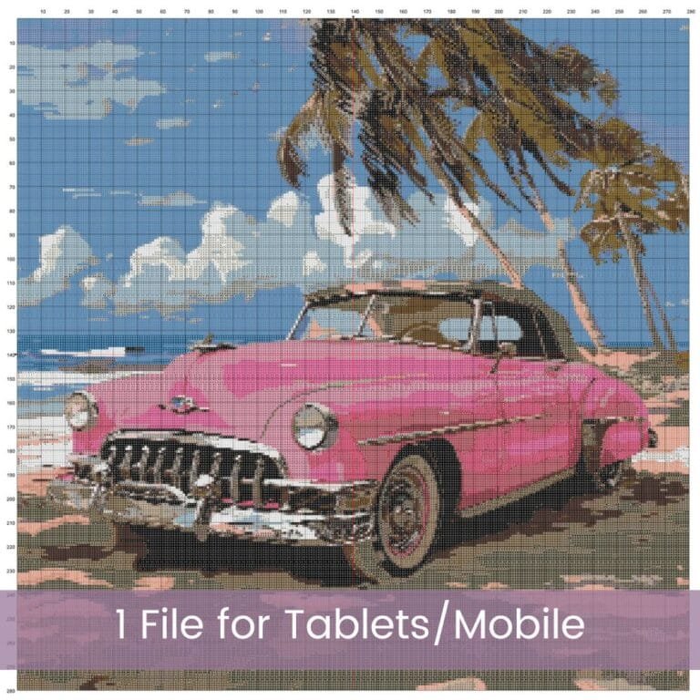 Pink Car Cross Stitch Pattern - mycrossstitchshop.com